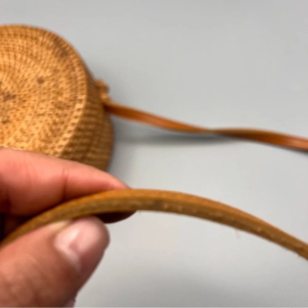 Bags | Handwoven Round Tan Rattan Bag For Women Bali Ata Straw Bags ...